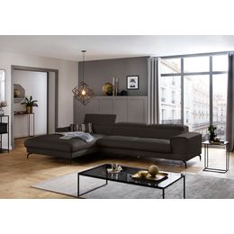 Ecksofa W.Schillig, B:343cm H:70cm T:193cm, braun, Longlife Xtra-Leder Z59: Glattleder mit modischer Pr&auml;gung. Hautst&auml;rke 0, 9 - 1, 1 mm, Wohnzimmer,