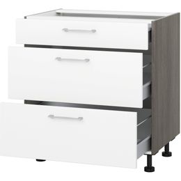 Auszugsunterschrank KOCHSTATION, B:80cm H:75cm T:56cm, wei&szlig;, Schr&auml;nke, "KS-Trea U2AS80", mit drei Ausz&uuml;gen, Breite 80 cm, H&ouml;he 75 cm