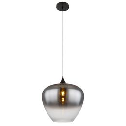 Globo LIGHTING H&auml;ngeleuchte "MAXY", &Oslash; 40cm H: 120cm, 1 Stk.schwarz matt, Wohnzimmer, Leuchten, H&auml;ngelampe Glas rauchfarben klar verlaufend Esszimmer