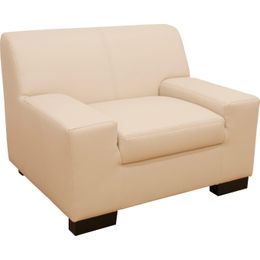 Sessel DOMO collection, B:110cm H:74cm T:85cm, beige, NaturLEDER in Sitz und R&uuml;cken. Korpus in passendem Kunstleder SOFTLUX bezogen;Struktur