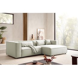 Ecksofa, B:267cm H:66cm T:167cm, gr&uuml;n, LeGer Home by Lena Gercke, 100% Polyester, Wohnzimmer, Sofas, "PIARA mit Kedernaht, Cord, Leinenoptik o.