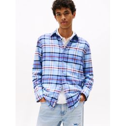 Tommy Jeans Herren Flanellhemd "TJM REG FLANNEL CHECK SHIRT EXT"light powdery blau, big check, Gr. S, kariert, Flanell, Obermaterial: 100% Baumwolle,