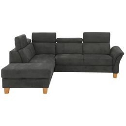 Ecksofa Home Affaire, B:247cm H:84cm T:217cm, grau, 100% Polyester, Wohnzimmer, Sofas, "Conville L-Form", Federkern, wahlweise mit Bettfunktion und