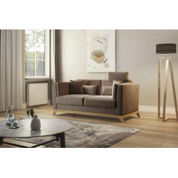 2,5-Sitzer Home Affaire, B:183cm H:84cm T:93cm, braun, 100% Polyester, Sofas, "Viva", wahlweise mit Holzrahmen aus Eiche