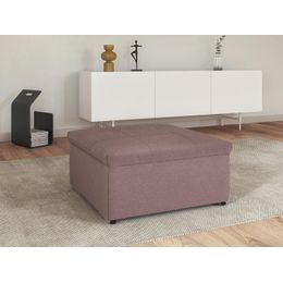 Hocker DOMO collection, B:87cm H:40cm T:87cm, lila, 100% Polyester, Wohnzimmer, Hocker, "Splash"