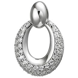 Kettenanh&auml;nger Jobo "Anh&auml;nger Silberanh&auml;nger 14 mm", silber 925, wei&szlig;, Schmuckanh&auml;nger, Damen, Silber 925 (Sterlingsilber), Kettenanh&auml;nger, 925 Silber rhodiniert mit 50 Zirkonia