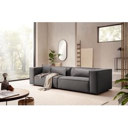 3-Sitzer, B:275cm H:66cm T:101cm, grau, LeGer Home by Lena Gercke, 100% Polyester, Sofas, "PIARA, Couch mit Kedernaht, Sofa in Cord, Leinenoptik o.