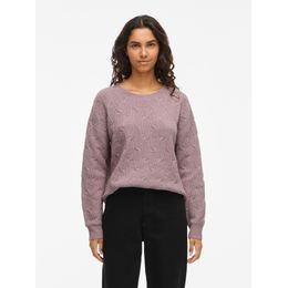 Vila Damen Strickpullover "VilaSSIA O-NECK L/S CABEL KNIT TOP -NOOS"toadstool detail:melange, Gr. XXL, meliert, Strick, Obermaterial: 80% Polyester,