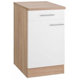 Unterschrank Optifit, B:50cm H:85cm T:60cm, wei&szlig;, K&uuml;che, Schr&auml;nke, "Kalmar", Breite 50 cm