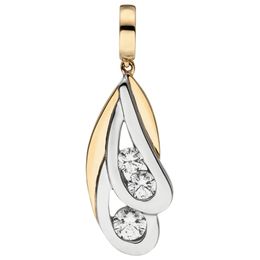 Jobo Damen Kettenanh&auml;nger "Anh&auml;nger Goldanh&auml;nger 18 mm", Gelbgold 375gelbgold 375, wei&szlig;, Gelbgold 375, Schmuckanh&auml;nger, 375 Gold bicolor mit 3