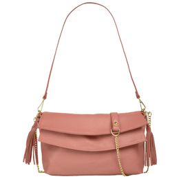 Samantha Look Damen Umh&auml;ngetasche, rosa, Leder, leicht gl&auml;nzend, unifarben, Taschen, echt Leder, Made in Italy