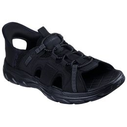 Skechers Herren Sandale "REVOLTED SS-MERRICK", Gr. 46, schwarz, Lederimitat, Textil, Schuhe, Trekkingsandale, Outdoorschuh mit Heel Pillow Funktion