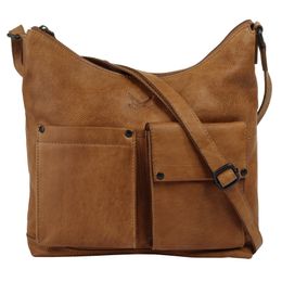 Sansibar Damen Umh&auml;ngetasche, braun, Leder, leicht gl&auml;nzend, unifarben, Taschen, echt Leder