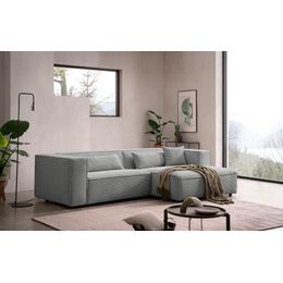 Ecksofa, B:267cm H:66cm T:167cm, grau, LeGer Home by Lena Gercke, 100% Polyester, Wohnzimmer, Sofas, "PIARA mit Kedernaht, Cord, Leinenoptik o.