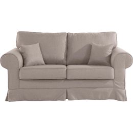 2-Sitzer Home Affaire, B:188cm H:102cm T:92cm, beige, 100% Polyester, Sofas, "Shadmoor", Hussenoptik, in uni oder mit Blumendruck