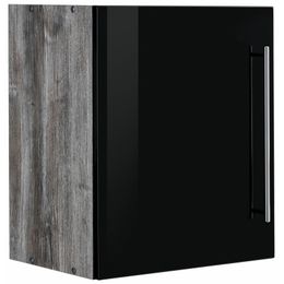 H&auml;ngeschrank KOCHSTATION, B:50cm H:57cm T:34cm, schwarz, K&uuml;che, Schr&auml;nke, "KS-Samos", 50 cm breit