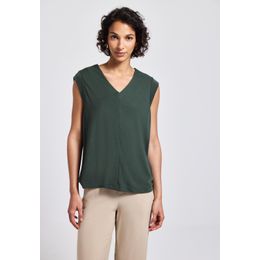 Street One Damen T-Shirt, gr&uuml;n, Gr. 36, unifarben, Stoff, 63% Modal, 37% Polyester, Shirts, mit V-Ausschnitt