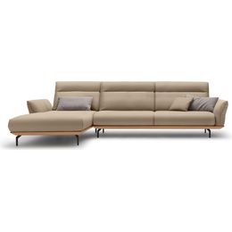 Ecksofa, B:338cm H:103cm T:183cm, beige, CREATION BY ROLF BENZ, NaturLEDER OSKAR (echtes Rindsleder), Wohnzimmer, Sofas, "CR.460", Sockel in Eiche,
