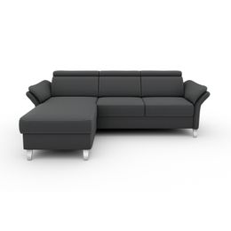 Sit & More Ecksofa SIT & MORE, B:252cm H:84cm T:165cm, grau, Wohnzimmer, Sofas, "Vincenzo L-Form", inklusive Kopfteilverstellung, wahlweise mit Bettfunktion,