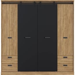 Kleiderschrank FORTE, B:203,2cm H:208,4cm T:61cm, schwarz, Holzwerkstoff, Kinderzimmer, Schr&auml;nke