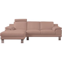 Ecksofa Egoitaliano, B:236cm H:84cm T:152cm, rosa, Leder &raquo;BULL&laquo; (echtes Rindsleder). Geschliffenes, pigmentiertes und behandeltes Rindsleder mit