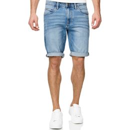 INDICODE Herren Shorts "INKaden", blau, Gr. M, washed, Denim/Jeans, Obermaterial: 98% Baumwolle, 2% Elasthan, Hosen
