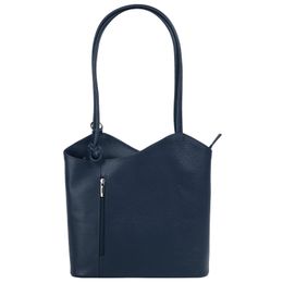 CLUTY Damen Cityrucksack, blau, Leder, Rindsleder, beschichtet, leicht gl&auml;nzend, Rucks&auml;cke, echt Leder, Made in Italy