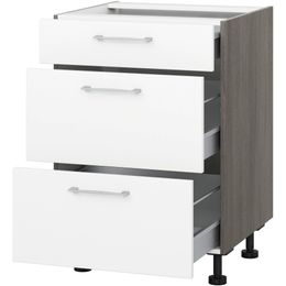 Auszugsunterschrank KOCHSTATION, B:60cm H:75cm T:56cm, wei&szlig;, Schr&auml;nke, "KS-Trea U2AS60", mit drei Ausz&uuml;gen, Breite 60 cm, H&ouml;he 75 cm