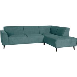 Ecksofa DOMO collection, B:263cm H:81cm T:191cm, blau, Wohnzimmer, Sofas, "Amora, bequem und zeitlos, L-Form", mit Federkern f&uuml;r mehr Sitzkomfort