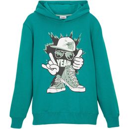 bonprix Kinder Hoodie, blau, Gr. 176, Obermaterial: 60% Baumwolle, 40% Polyester. Kapuzenfutter: 100% Baumwolle, Sweatshirts, lockere Passform, mit