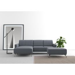 Sit & More Ecksofa SIT & MORE, B:251cm H:84cm T:163cm, blau, Wohnzimmer, Sofas, "Bailando L-Form", wahlweise mit Kopfteilverstellung und Vorziehsitz, motorisch