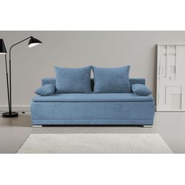 Schlafsofa WERK2, B:206cm H:88cm T:91cm, blau, 95% Polyester, 5% Nylon, Jugendzimmer, Sofas, "Biggi komfortabel & elegant, Schlaffunktion,