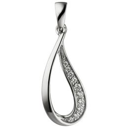 Kettenanh&auml;nger Jobo "Anh&auml;nger Tropfen 24 mm", silber 925, wei&szlig;, Schmuckanh&auml;nger, Damen, Silber 925 (Sterlingsilber), Kettenanh&auml;nger, 925 Silber rhodiniert mit 10 Zirkonia
