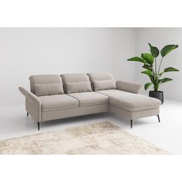 Sit & More Ecksofa SIT & MORE, B:264cm H:92cm T:198cm, grau, 100% Polyester, Wohnzimmer, Sofas, "Emely, inkl. Sitztiefenverstellung", wahlweise mit