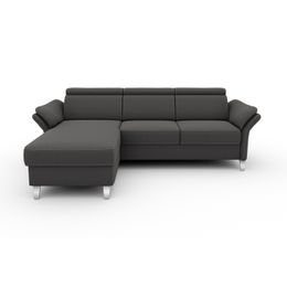 Sit & More Ecksofa SIT & MORE, B:252cm H:84cm T:165cm, grau, Wohnzimmer, Sofas, "Vincenzo L-Form", inklusive Kopfteilverstellung, wahlweise mit Bettfunktion,