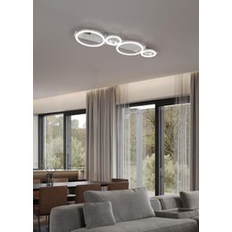 LED Deckenleuchte "LUMOS, Deckenlampe mit LED Ringen, 26,5W 3300 Lumen 4000K kaltwei&szlig;", 1, H: 5,5cm, 1 Stk.chrom, REALITY LEUCHTEN, Wohnzimmer,