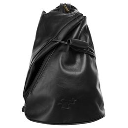 Samantha Look Damen Cityrucksack, schwarz, Leder, Rindsleder, unifarben, Rucks&auml;cke, echt Leder, Made in Italy