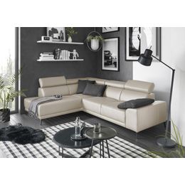 Ecksofa 3C CANDY, B:249cm H:79cm T:209cm, wei&szlig;, 100% Leder, Wohnzimmer, Sofas, "Greve modern und bequem, inkl. manueller Kopfteilverstellung,