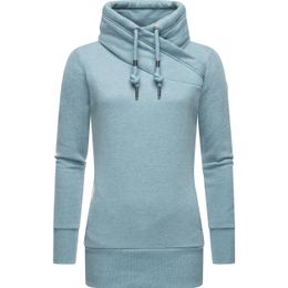 Ragwear Damen Sweatshirt "Neska", blau, Gr. S, 70% Baumwolle, 30% Polyester, Sweatshirts, modischer Longsleeve Pullover mit hohem Kragen
