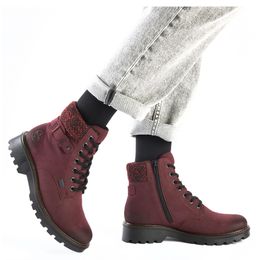 Rieker Damen Winterstiefelette, Gr. 37, rot, Nubuklederimitat, Textil, Schuhe, Winterboots mit wasserabweisender RiekerTEX-Membran