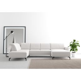 Sit & More Wohnlandschaft SIT & MORE, B:337cm H:84cm T:205cm, silber, Sofas, "Bailando U-Form", wahlweise mit Kopfteilverstellung und Vorziehsitz, motorisch