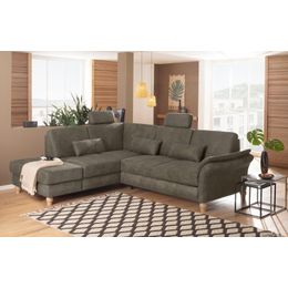Ecksofa Home Affaire, B:259cm H:89cm T:225cm, grau, Struktur fein (100% Polyester);Struktur (100% Polyester);Luxus-Microfaser Lederoptik (100%