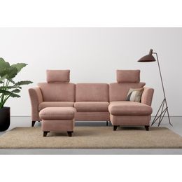 Ecksofa Home Affaire, B:249cm H:86cm T:162cm, rosa, 95% Polyester, 5% Polyamid, Wohnzimmer, Sofas, "Trelleborg L-Form", wahlweise mit Bettfunktion