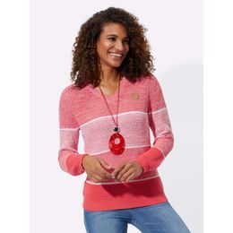 Casual Looks Damen Streifenpullover "Pullover", rot, Gr. 44, gemustert, gestreift, mehrfarbig, meliert, 50% Baumwolle, 50% Polyacryl, Pullover