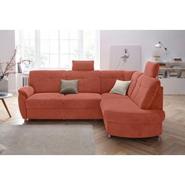 Sit & More Ecksofa SIT & MORE, B:246cm H:91cm T:176cm, orange, Kunstleder SOFTLUX;Luxus-Microfaser ALTARA NUBUCK (100% Polyester);Luxus-Microfaser (90%