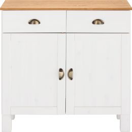 Unterschrank Home Affaire, B:85cm H:85cm T:38cm, gelb, Massivholz, K&uuml;che, Schr&auml;nke, "Oslo", 85 cm breit, 38 cm tief, als Sideboard nutzbar, 2 T&uuml;ren,