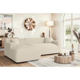 Ecksofa Home Affaire, B:256cm H:76cm T:160cm, beige, 100% Polyester, Wohnzimmer, Sofas, "LILLIANA Designsofa, L-Form mit Recamiere rechts/links