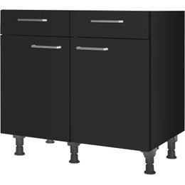 Unterschrank Nobilia, B:90cm H:87cm T:58,3cm, schwarz, K&uuml;che, Schr&auml;nke, ""Touch", vormontiert, Breite 90 cm, Soft-Close-Funktion", bei den