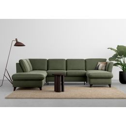 Wohnlandschaft Home Affaire, B:307cm H:86cm T:213cm, gr&uuml;n, 95% Polyester, 5% Polyamid, Sofas, "Trelleborg U-Form", wahlweise mit Bettfunktion und