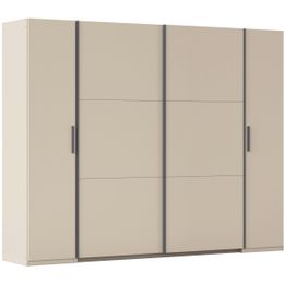 Schwebet&uuml;renschrank Rauch, B:268cm H:210cm T:59cmchampagner, griffleisten graumetallic, Holzwerkstoff, Schr&auml;nke, "Kleiderschrank Dreht&uuml;renschrank